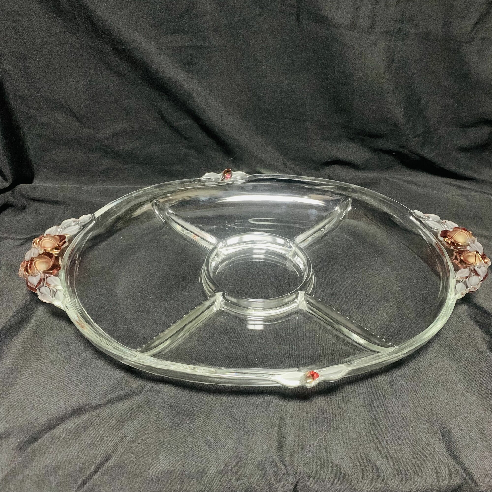 Стеклянная овальная менажница "Роза"