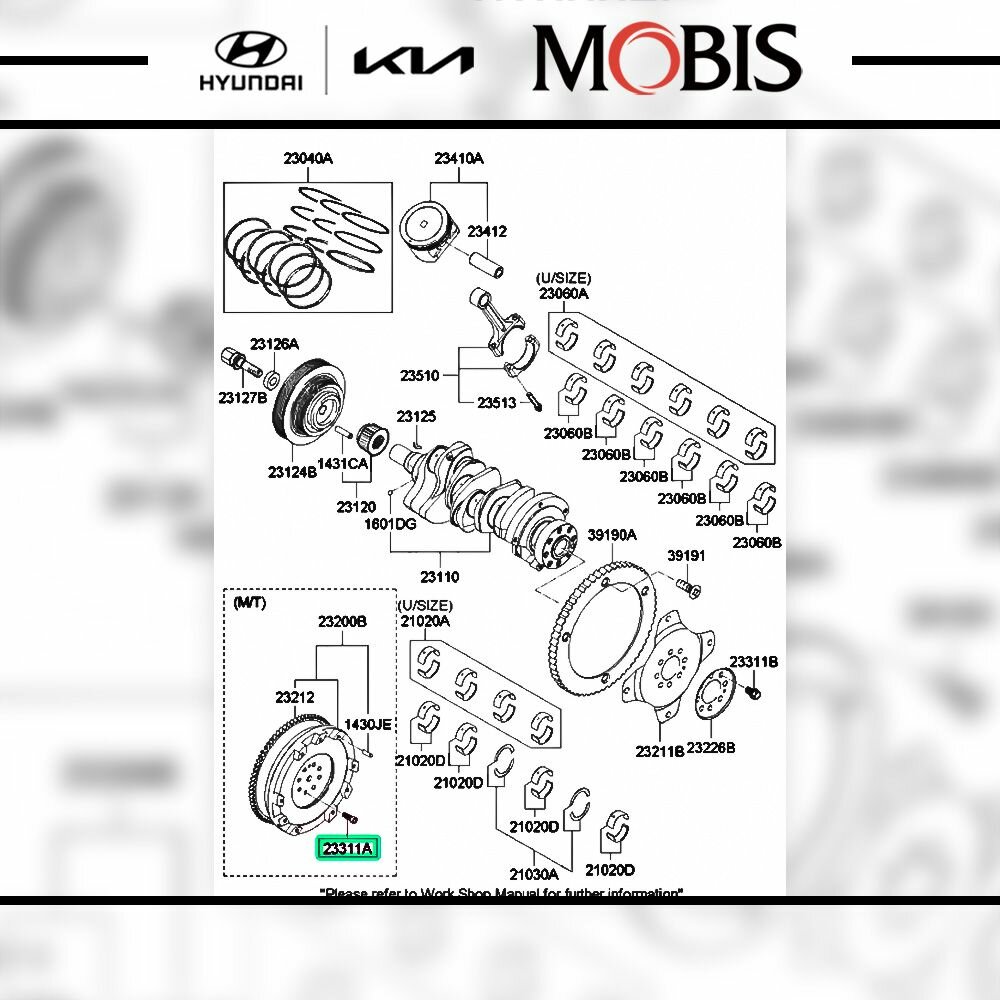 Болт 8шт. для Hyundai Creta, Elantra AD, Santa Fe, Sonata EF NF, Tucson, Veloster, Ceed Sportage / арт. 2323137300 / бренд MOBIS