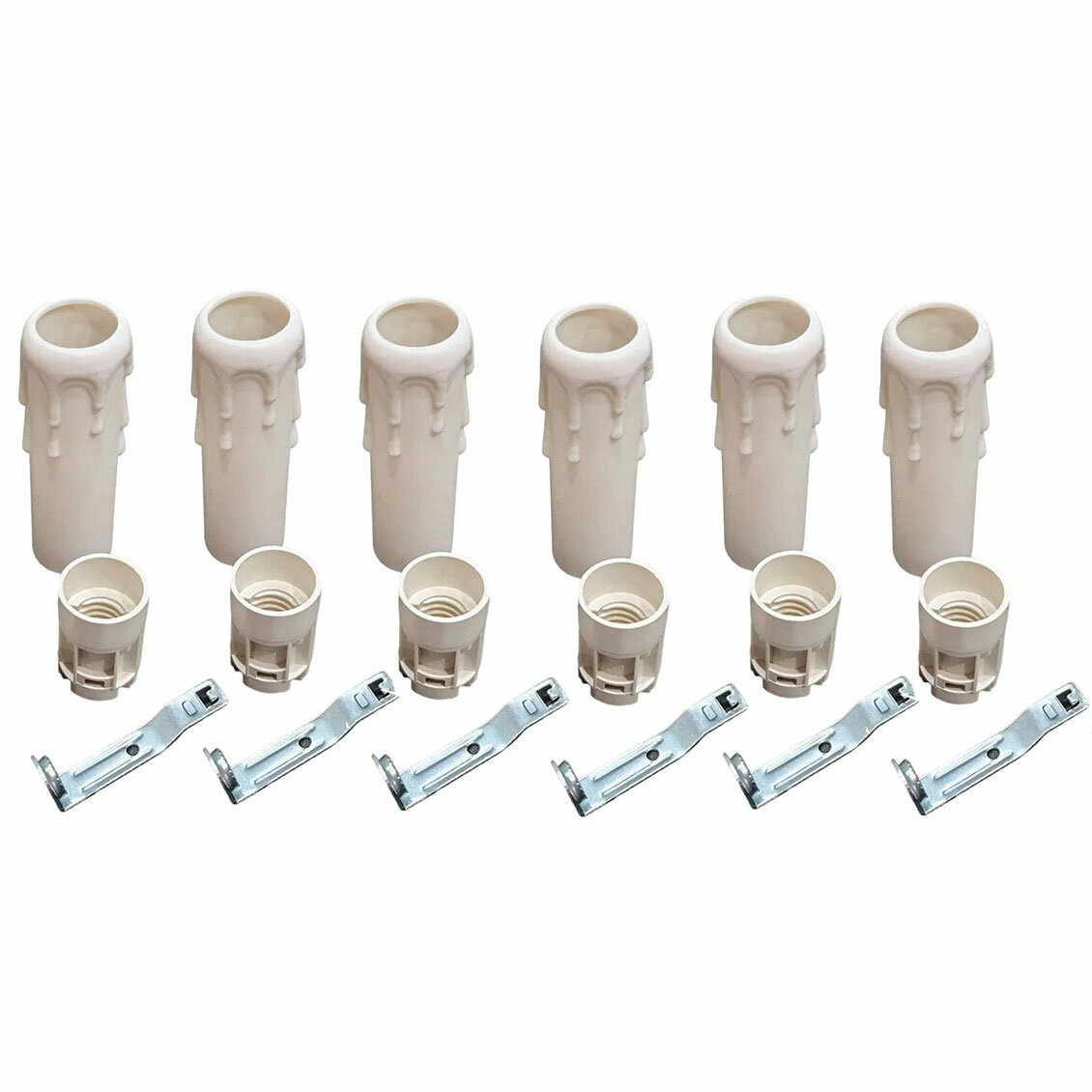 Патрон оплавленная свеча, (оплывшая свеча) Е14 для люстры в сборе, 100 мм, белый, Е14, 6 шт