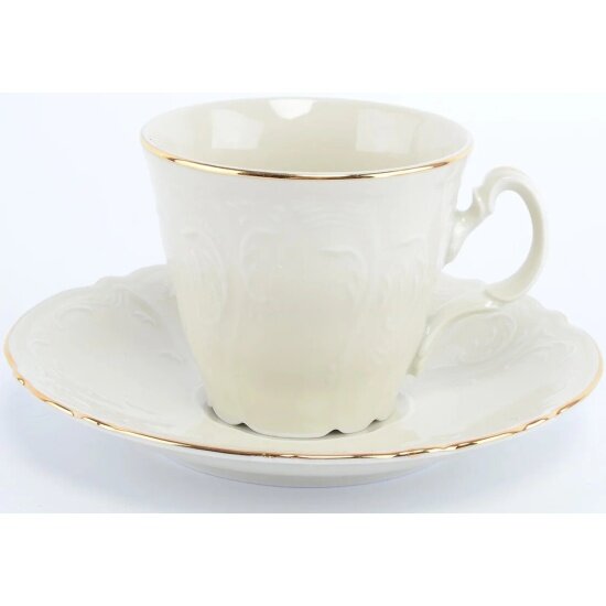Чашка Bernadotte "Отводка золото" 180 мл. с блюдцем 160 мм высокая коническая (набор 6 шт.)