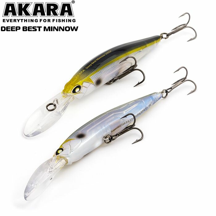 Рыболовная приманка на щуку, окуня, судака, сома Воблер Akara Deep Best Minnow 100SP 100мм. 16г. №A77