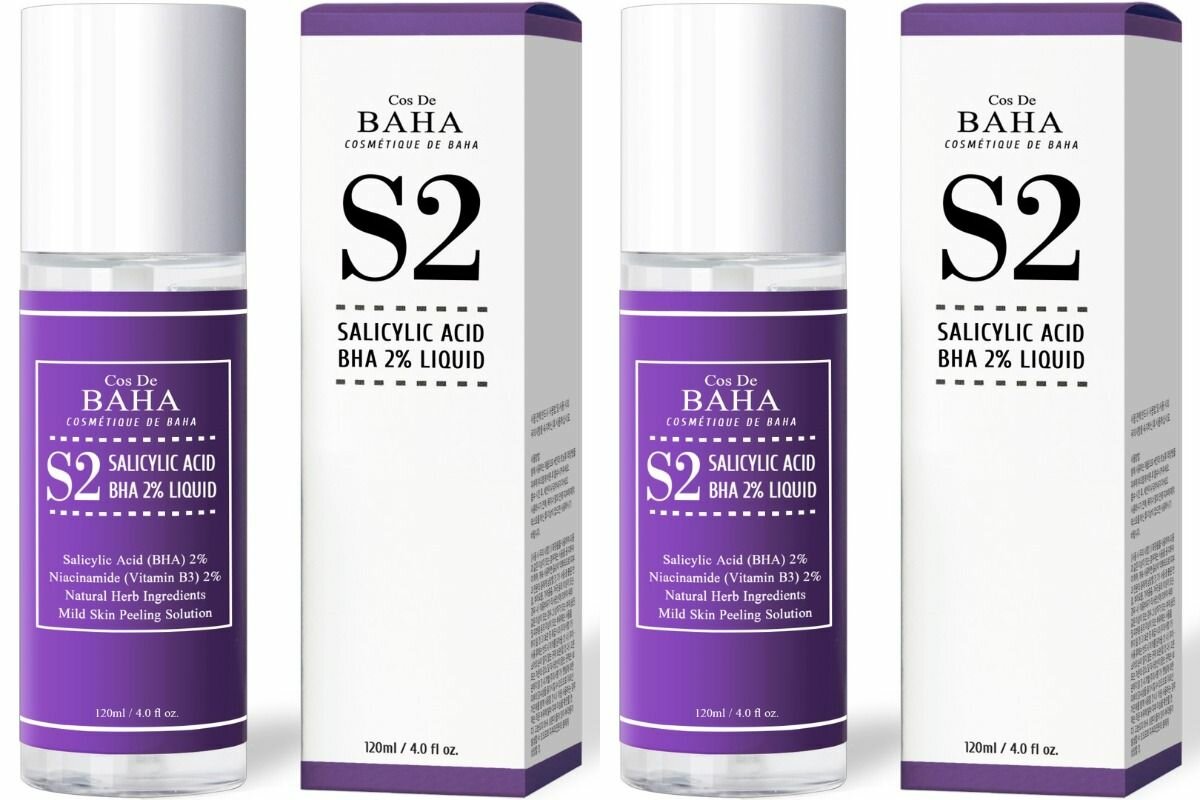 COS DE BAHA Тонер для проблемной кожи с салициловой кислотой Тонер Salicylic Acid 2% Liquid, 120 мл, 2 шт