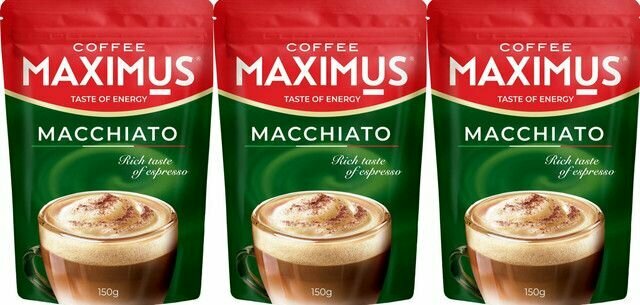 MAXIMUS Кофе растворимый Macchiato, 150 г, 3 уп