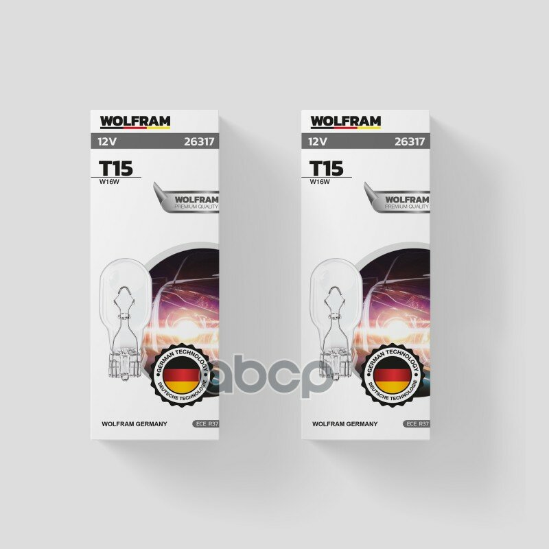 Лампа 12V W16W 16W W2,1x9,5d WOLFRAM WITHOUT SOCKET 1 шт. картон 26317 WOLFRAM арт. 26317