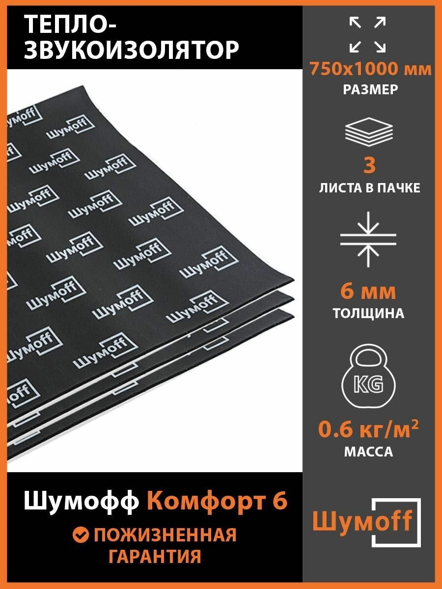 Плеяда Тепло-звукоизоляция Шумофф Комфорт 6 (3 листа)