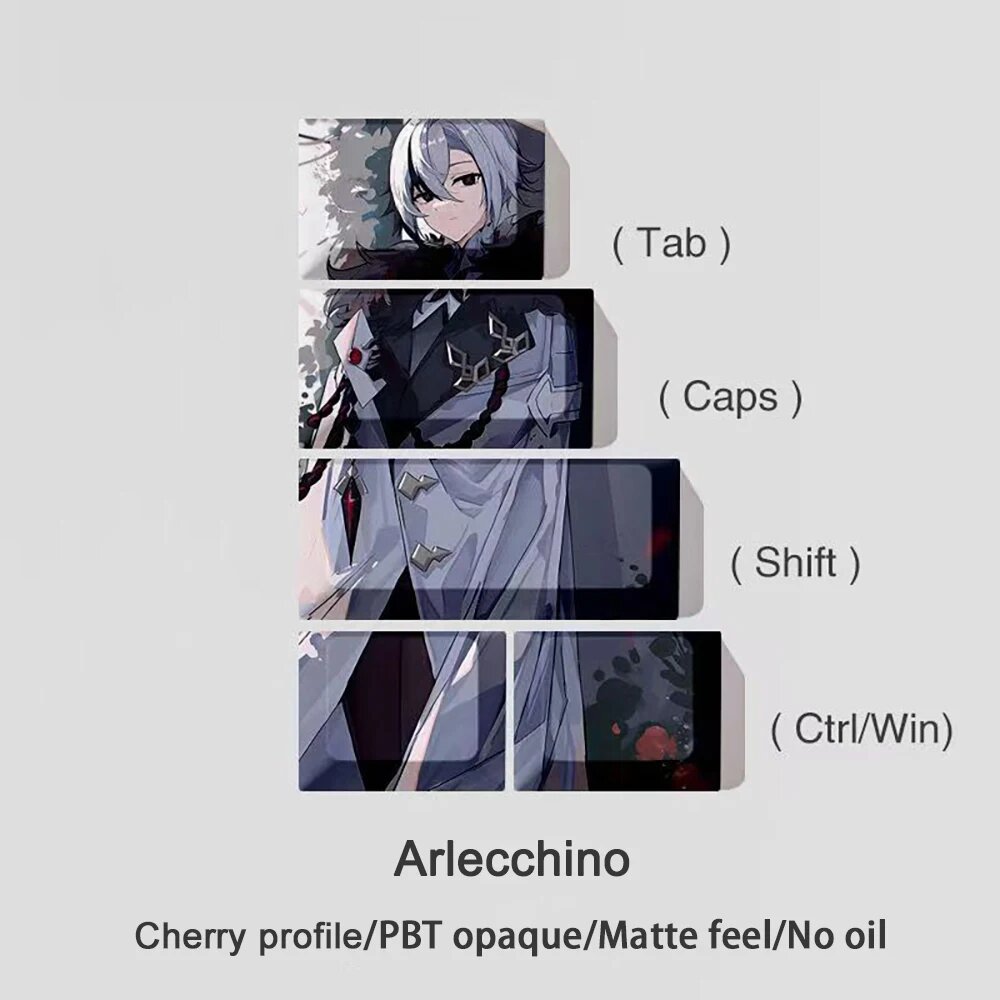 Keycaps Genshin Impact Elaina Cherry Profile PBT Arlecchino
