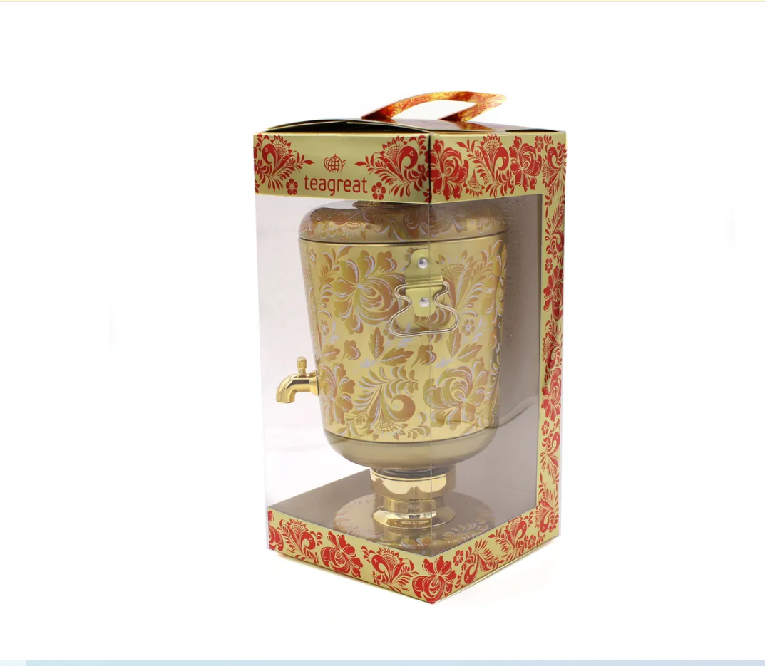 Чай чёрный и зелёный Самовар Золотой, 75 гр. (ж/б)