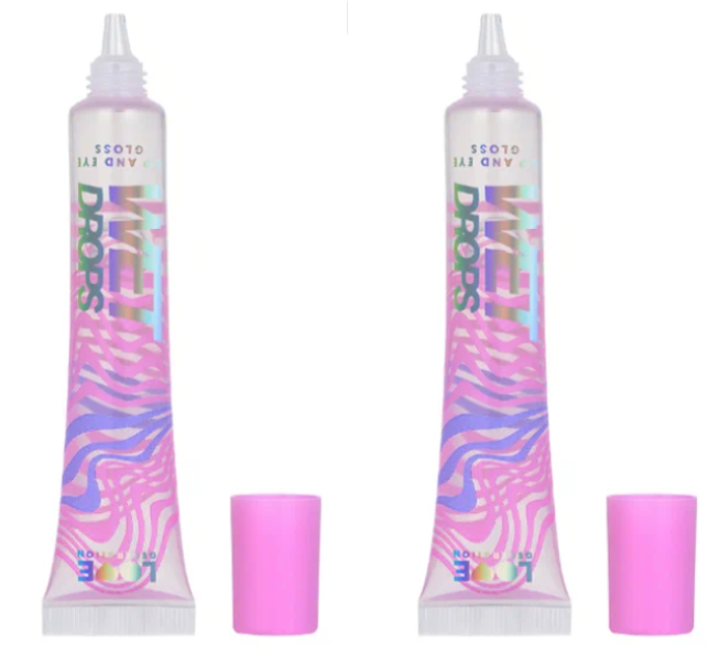 Блеск для глаз и губ Love Generation Wet Drops, тон 03 прозрачный с фиолетовыми сияющими частицами, 12 мл, 2 шт