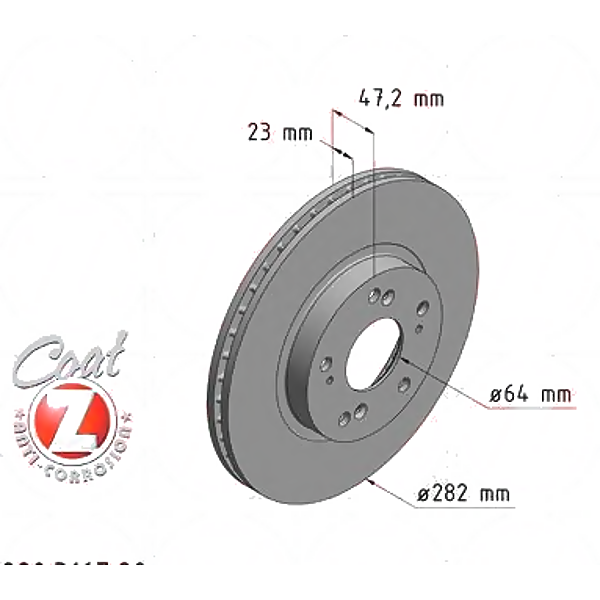 ZIMMERMANN 280.3167.20 (45251S7AN10 / 45251SCAE00) диск торм Honda (Хонда) Civic (Цивик) / cr-v / stream 1.4-2.0