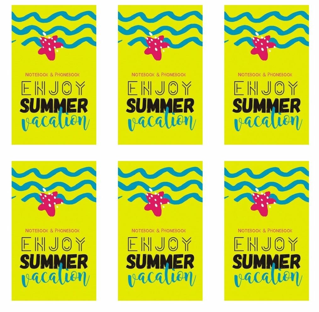 PLANO Книжка алфавитная Летнее настроение А6 48 листов, скрепка, мелованный картон, лак вырубка, 6 шт.