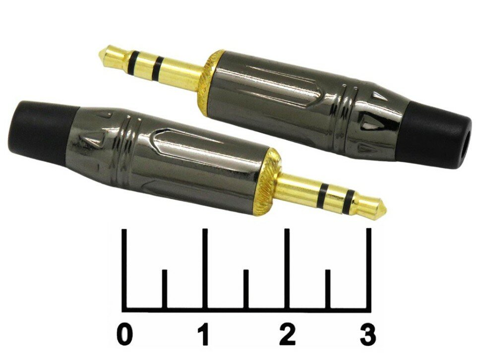 Разъем AUD 3.5 штекер стерео gold черный