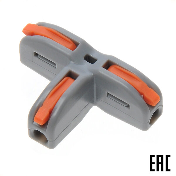 Зажим VSE-T11АO безвинтовой T-тип 3х(0,08-4.0) кв. мм серый (20 шт. в комплекте)