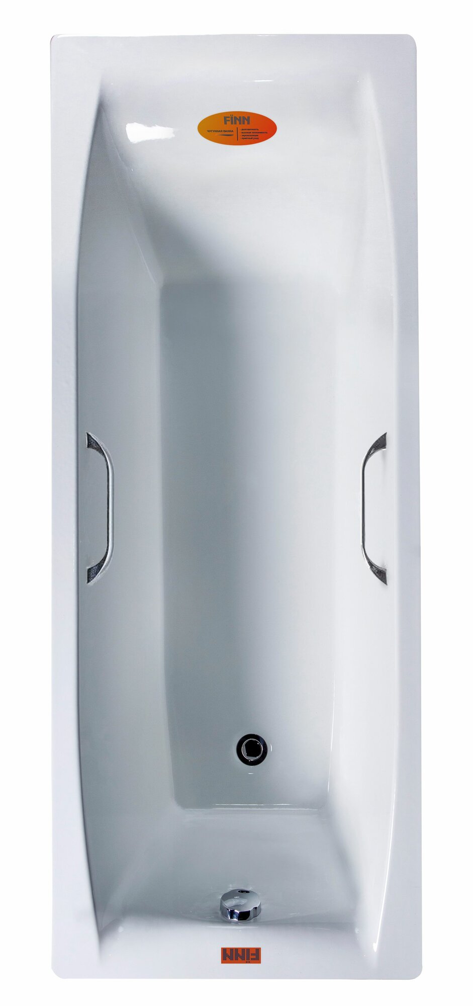 Чугунная ванна Finn Kvadro Deep 150x70x44 с квадратными хромированными ручками