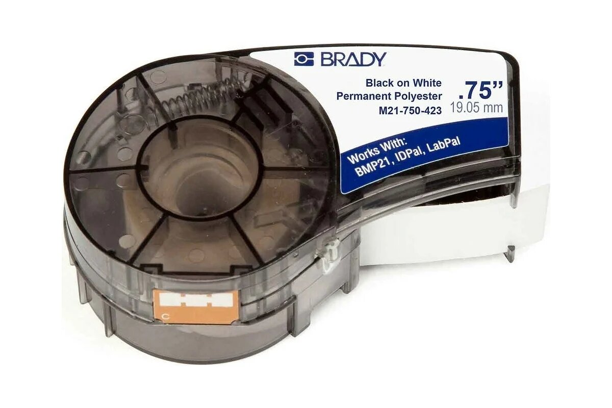 BRADY M21-750-423 лента 19.05mm/6.4m, полиэстер, черный на белом brd110898