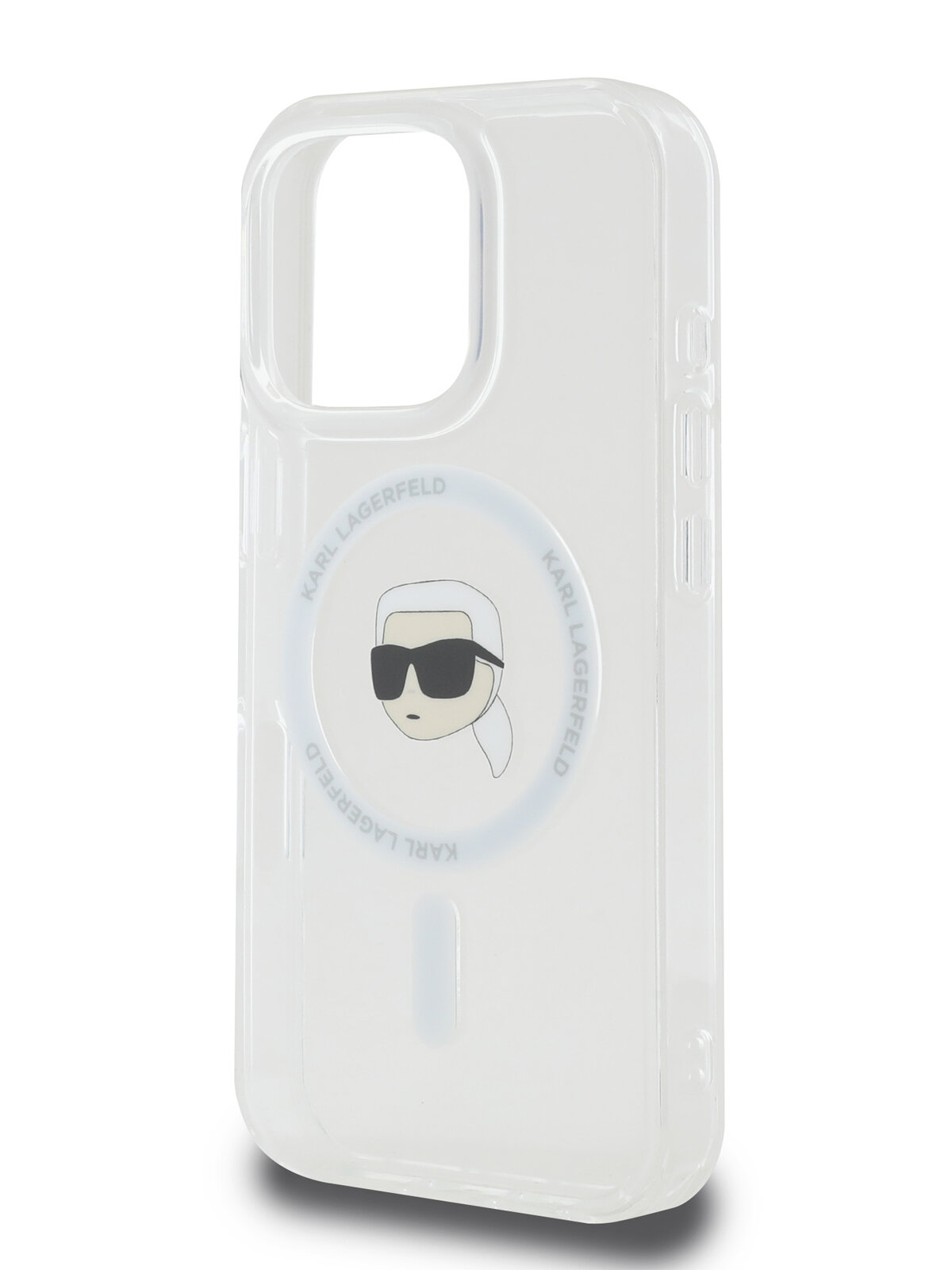 Lagerfeld для iPhone 16 Pro Max чехол PC/TPU NFT Karl Head Metal camera Hard White (MagSafe)