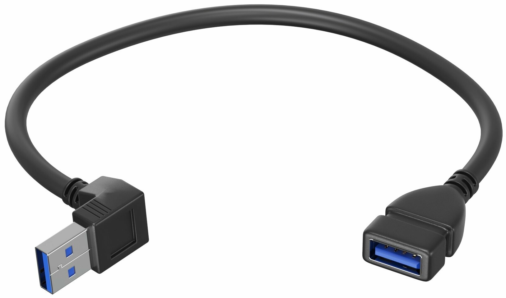 Кабель переходник GSMIN RT-78 (угловой 360 градусов верхний) USB 3.0 (M) - USB 3.0 (F) 0.2 м (Черный)