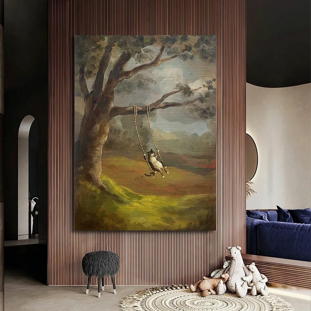 Картина "Удивлённый кот", на холсте, 30x40 см, с подрамником, крепление "крокодил"