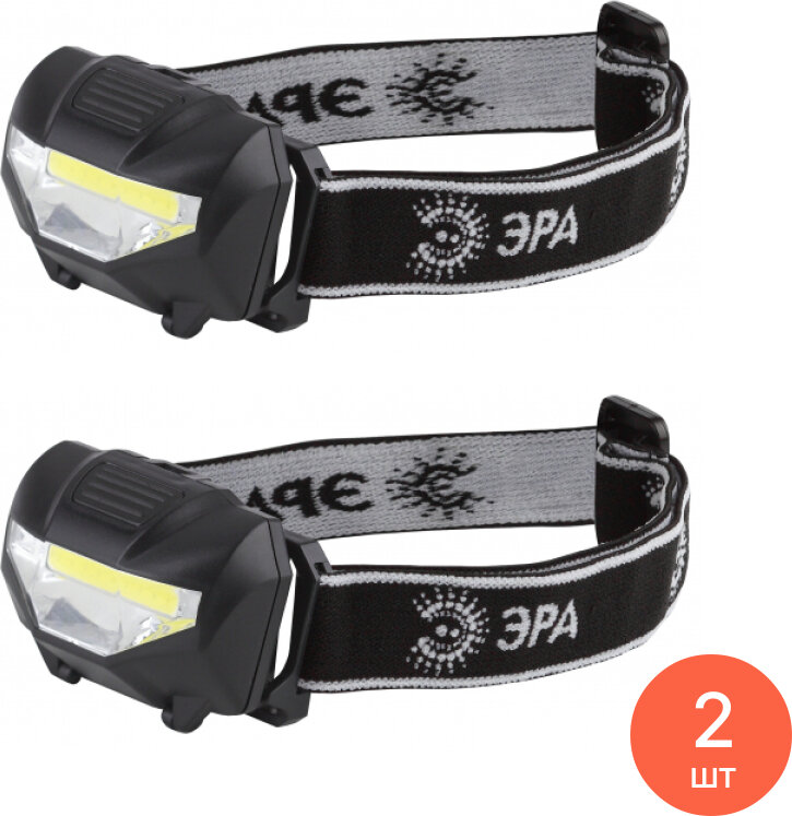 Фонарь налобный светодиодный ЭРА GB-501 Блэкджек, COB на батарейках 3xAAA, 3 режима 3Вт, Б0027817 / на голову (комплект из 2 шт)