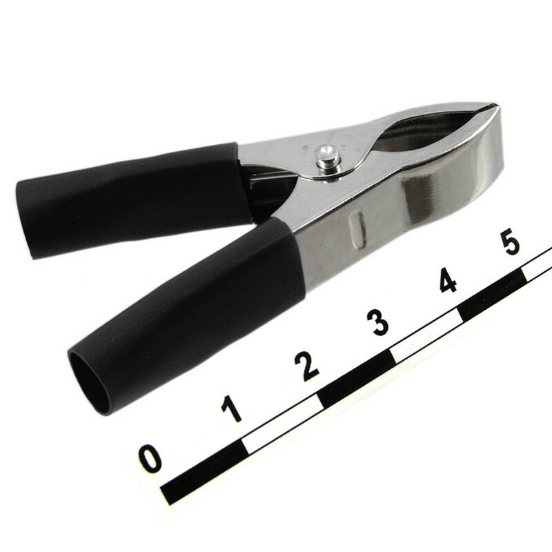 Зажим-крокодил под пайку/обжим, 17 мм, 15 А, черный