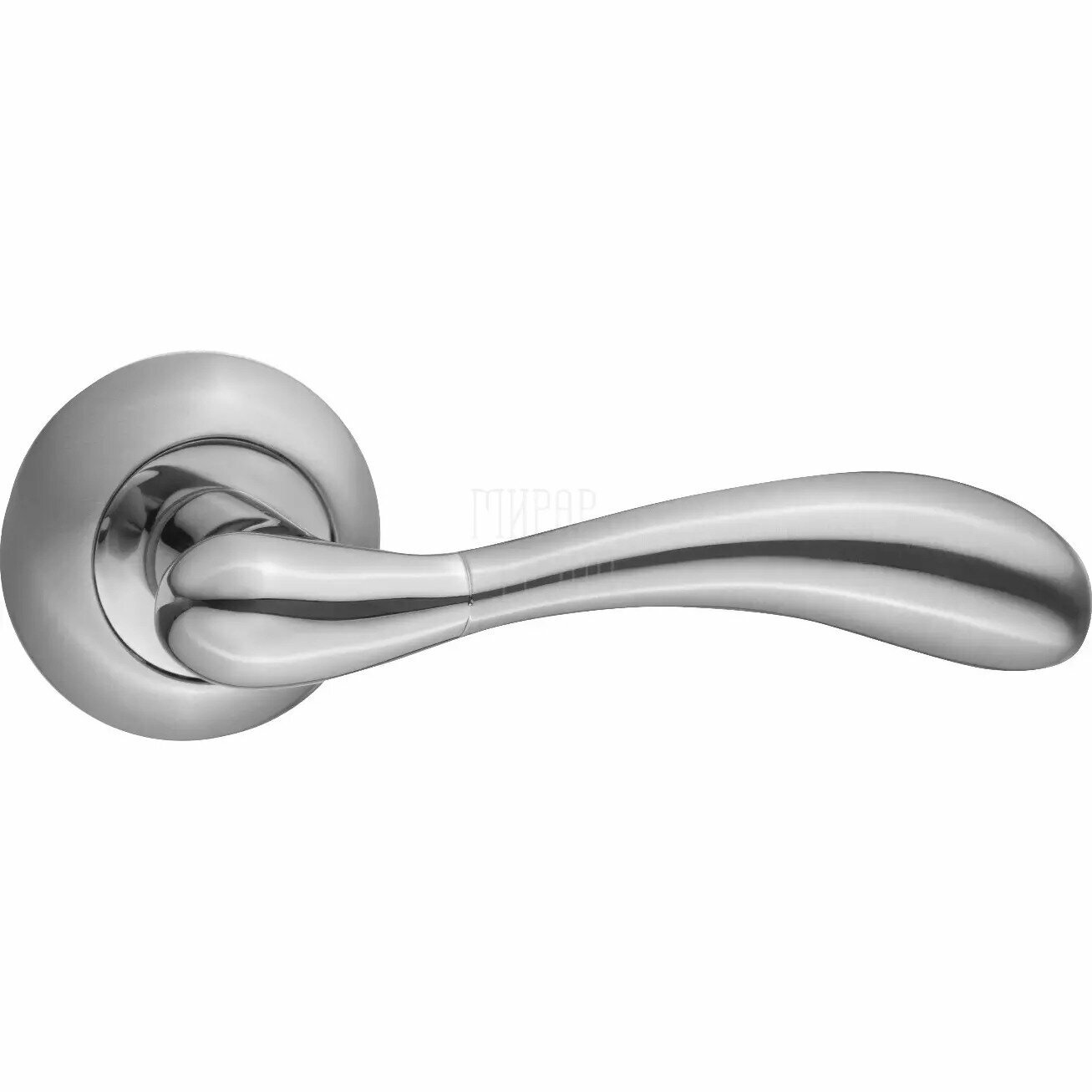 Дверные ручки Renz (Ренц) "Розаро" INDH 89-08 на круглой розетке матовый никель + никель