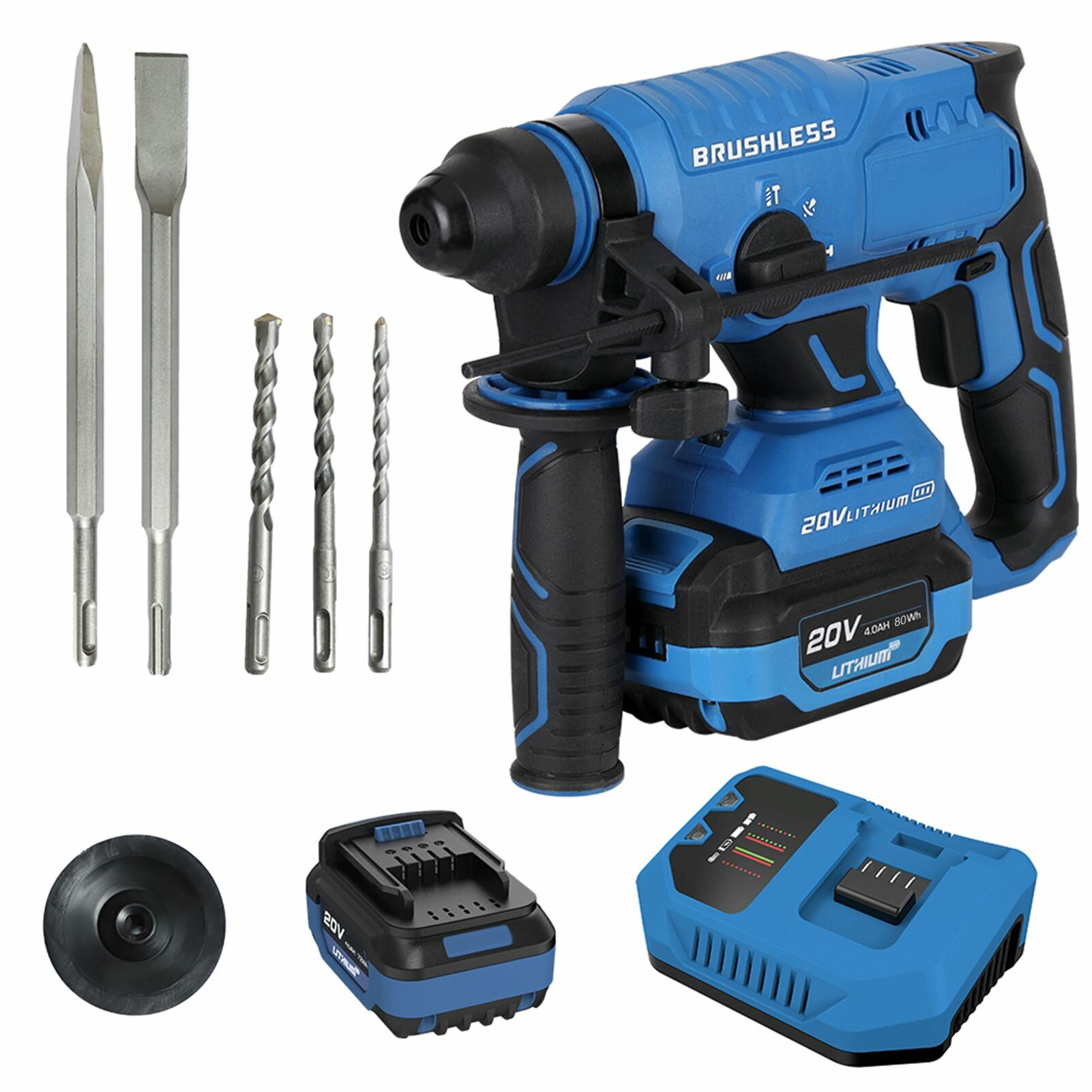 Аккумуляторная перфораторная дрель, включает в себя 20-вольтовую литий-ионную