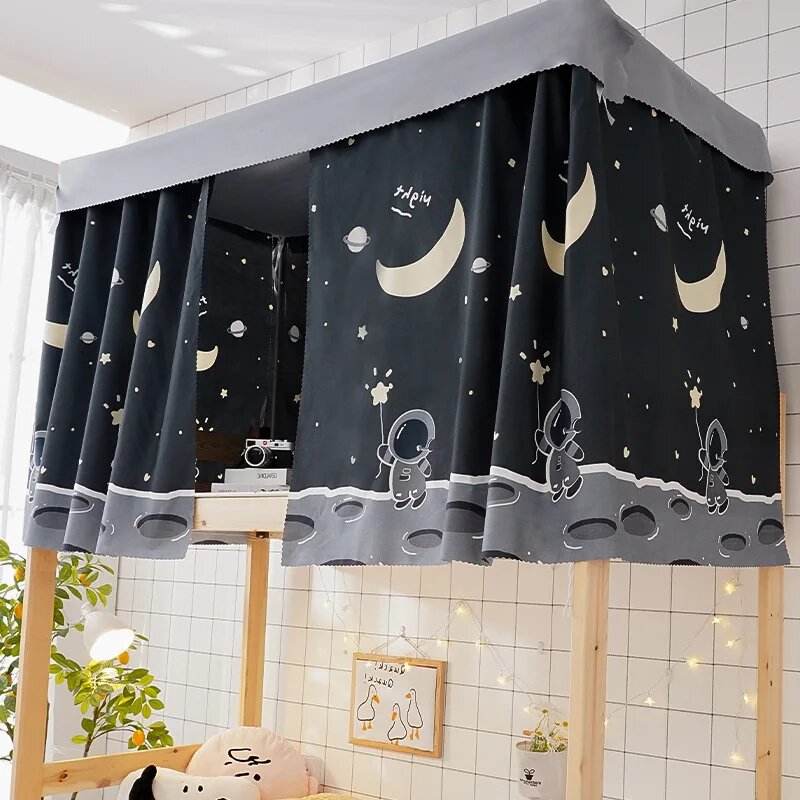 Занавеска на кровать для общежития, s двухъярусная односпальная шторка, Черный, 1.15x2M(HxL)-3pcs, 5