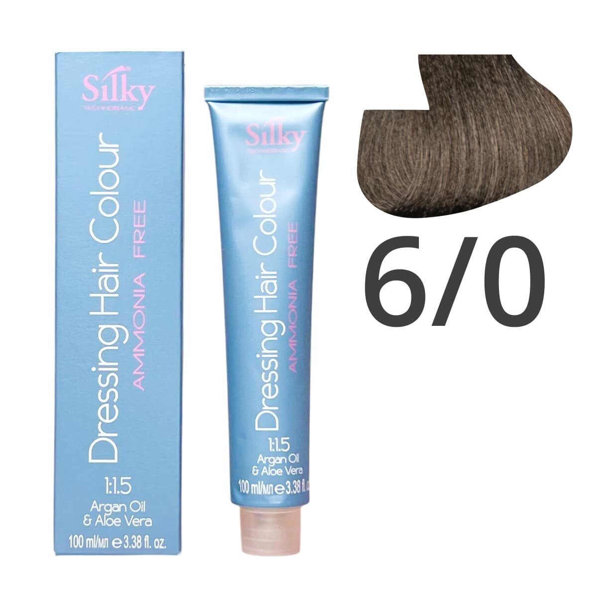 Краска для волос безаммиачная Silky Dressing Haircolor 6.0 Темный русый Интенсивный, 100 мл