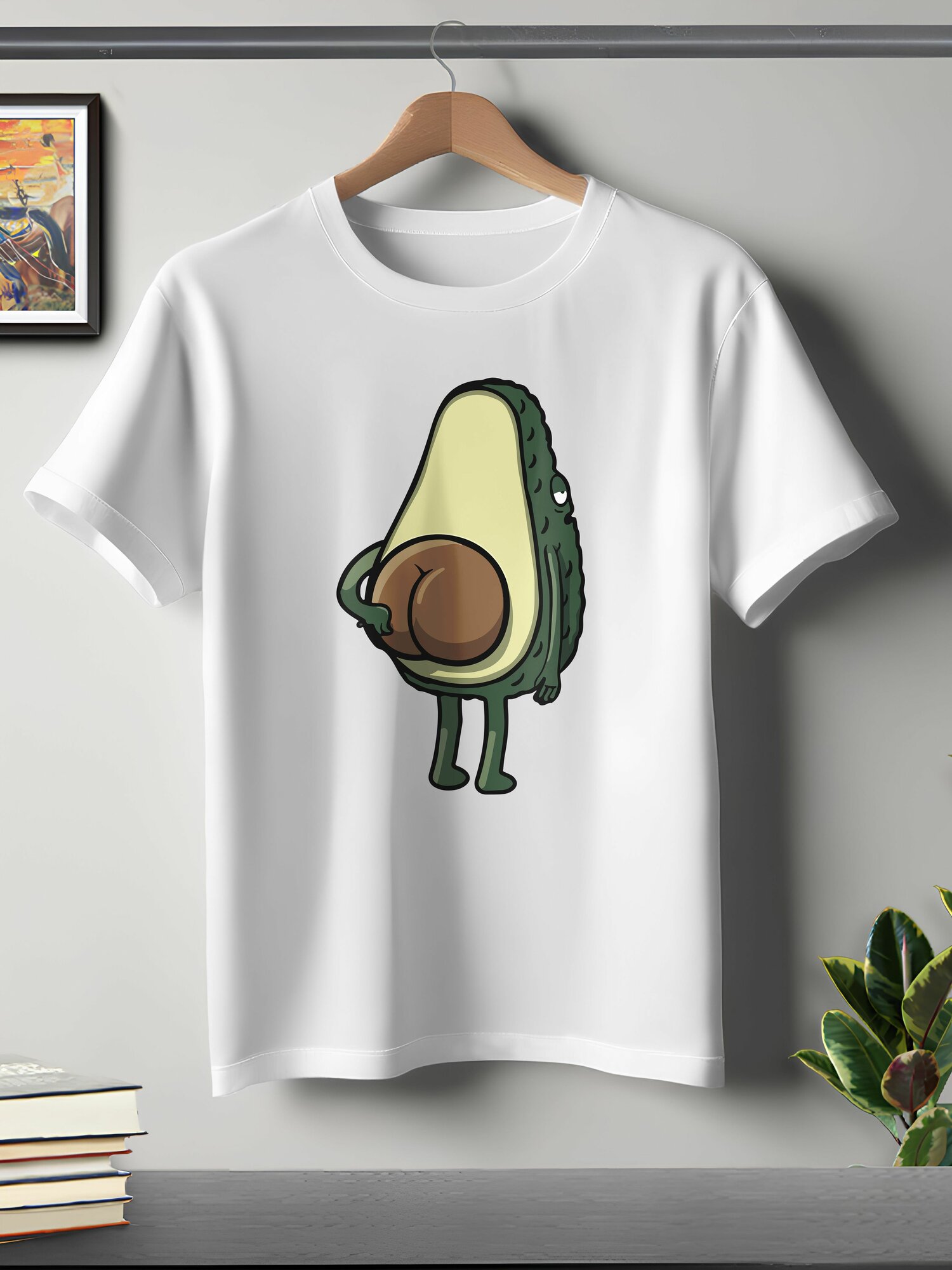 Футболка ONEQ унисекс 46-48 (M) размер с принтом Авокадо, белая