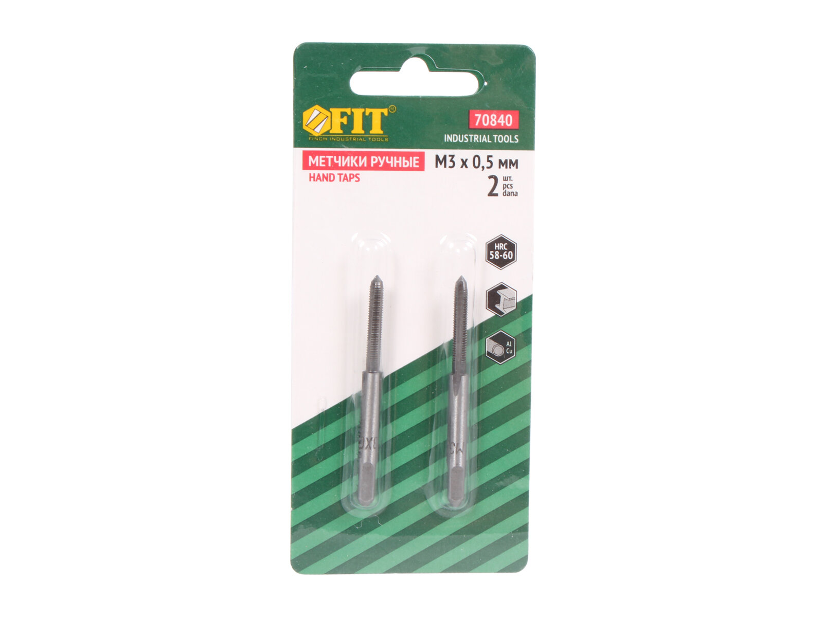 Метчик FIT М3х0,5, для ручной нарезки резьбы, инструментальная сталь, 2 шт