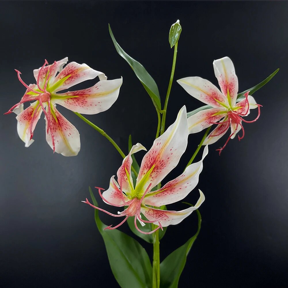 SunMade искусственные цветы танцующие лилии фиолетовые Белый, White Pink