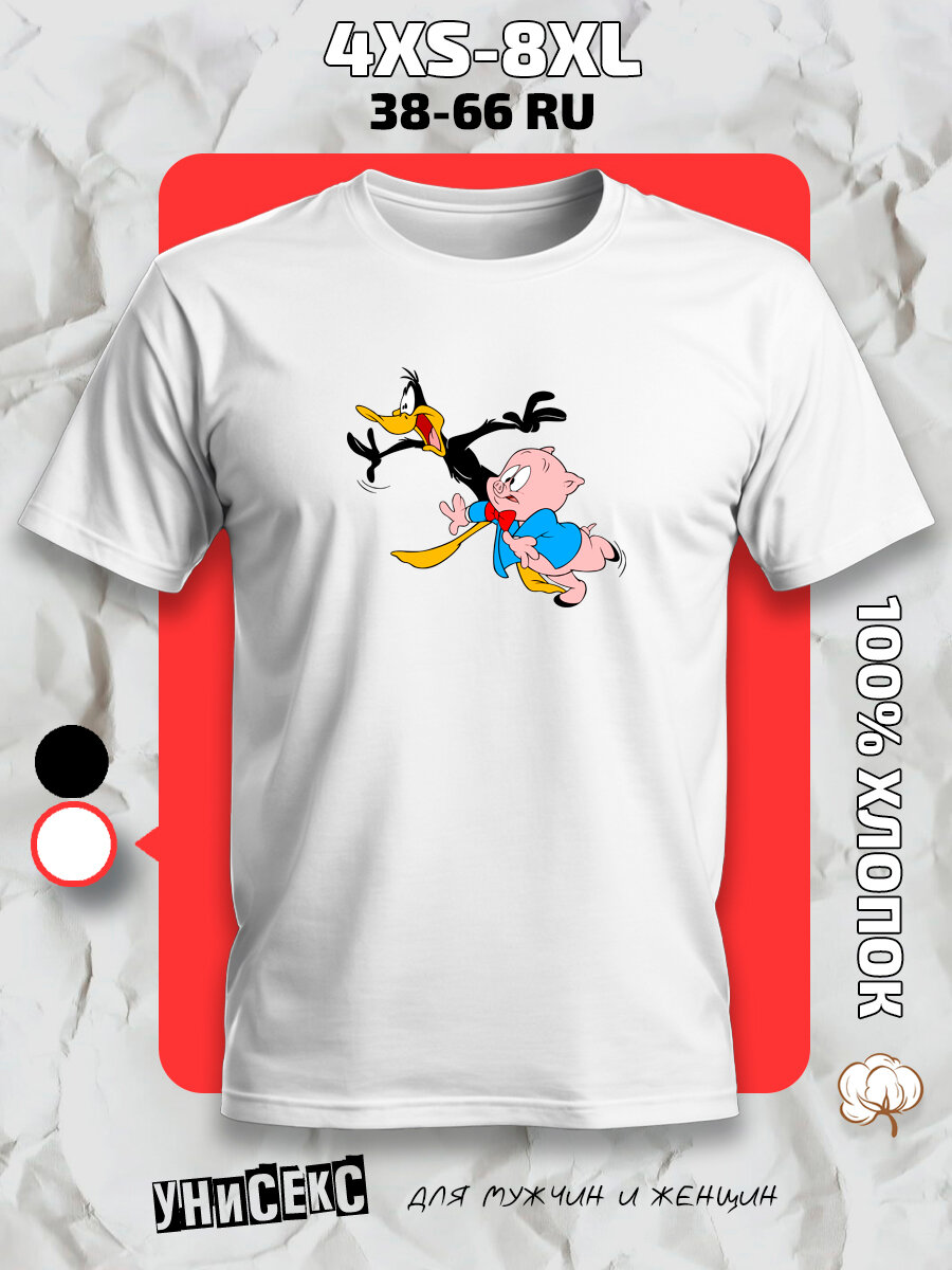 Футболка с принтом Даффи Дак и Порки Пиг