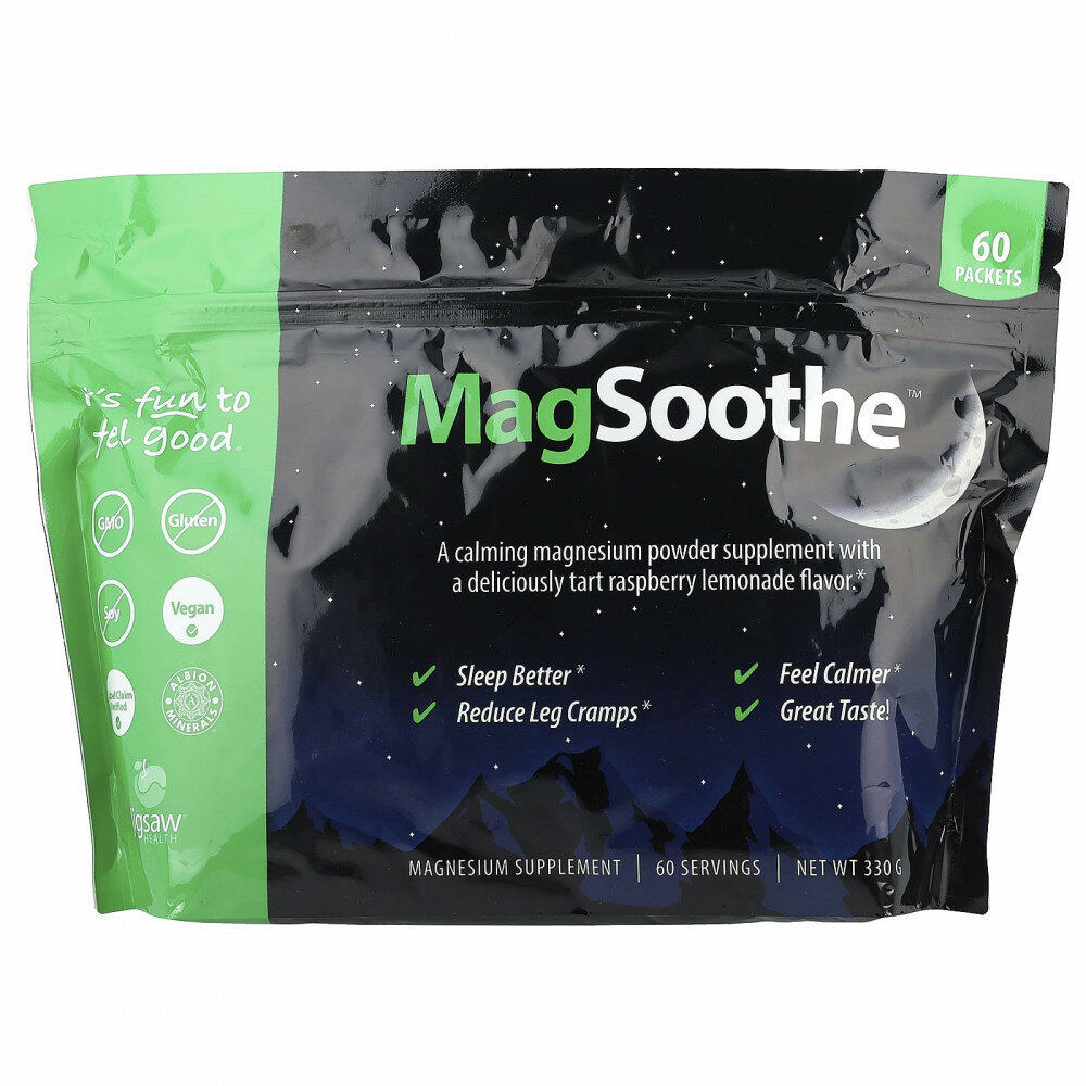 Jigsaw Health, MagSoothe ™, терпкий малиновый лимонад, 60 пакетиков по 5,5 г