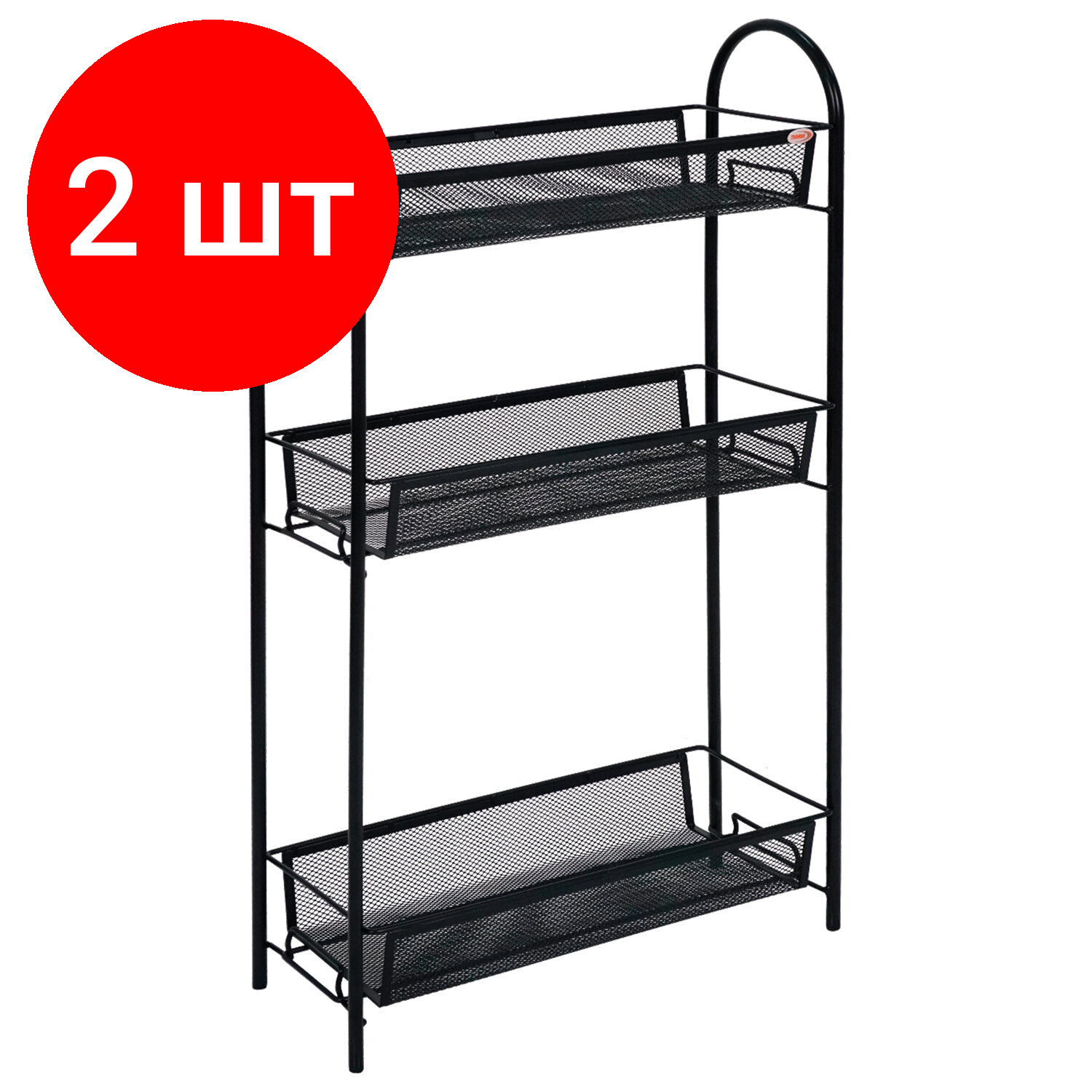 Комплект 2 шт, Этажерка "Ладья-13" офисно-бытовая 3 яруса, металл, черная, 43х17х75.5 см, Э 399 Ч
