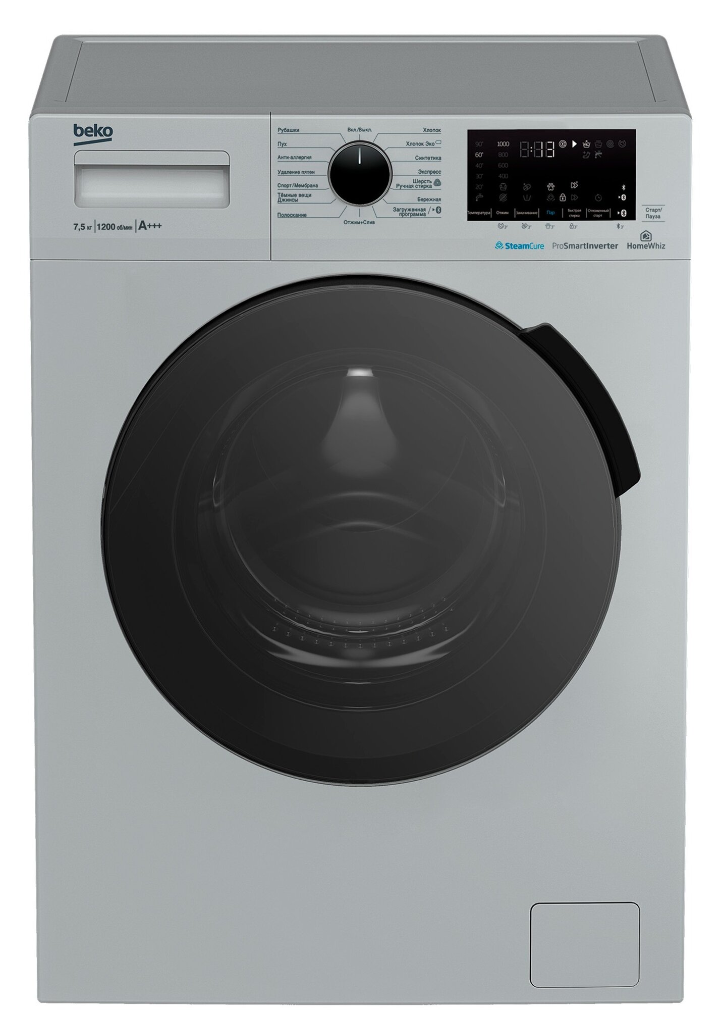 Стиральная машина Beko WSPE7H616S загрузка 7,5 кг серебристая