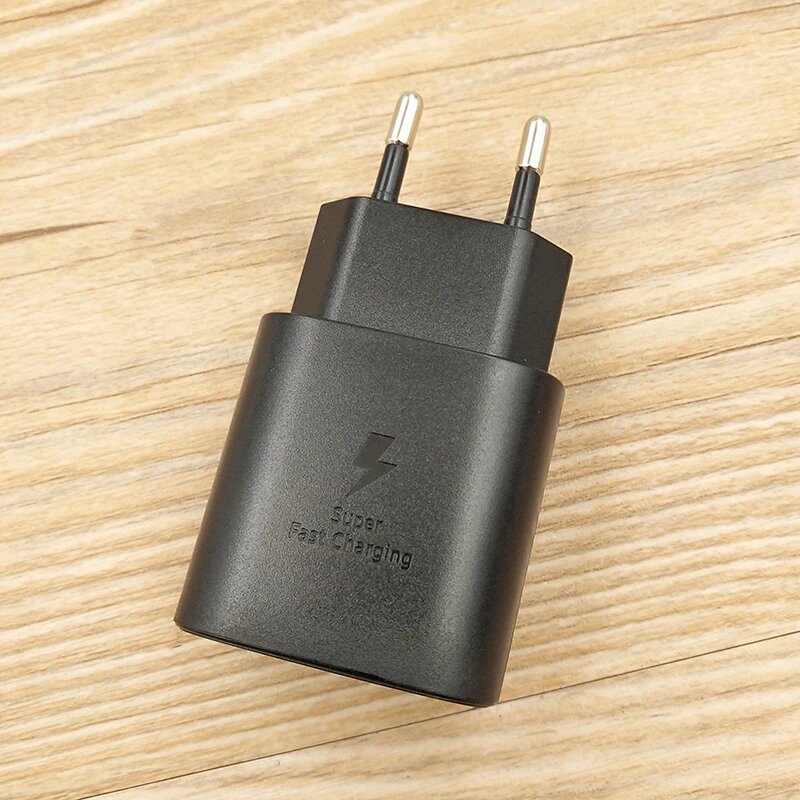 Супербыстрое зарядное устройство Samsung 25 Вт, адаптер USB Type C Cargador для Galaxy M33 M34 M35 M55 F35 F54 F55 F62 S23 S24 FE Tab S8+ S9+ S10 Black EU Adapter