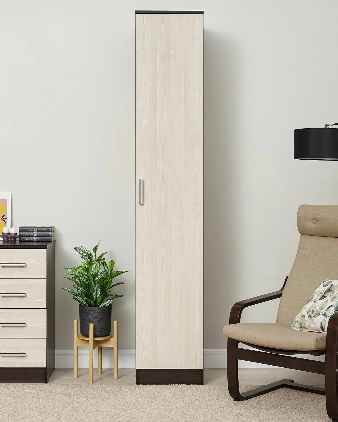 Шкаф-пенал Соло (40х220х48.7) Венге/Лоредо