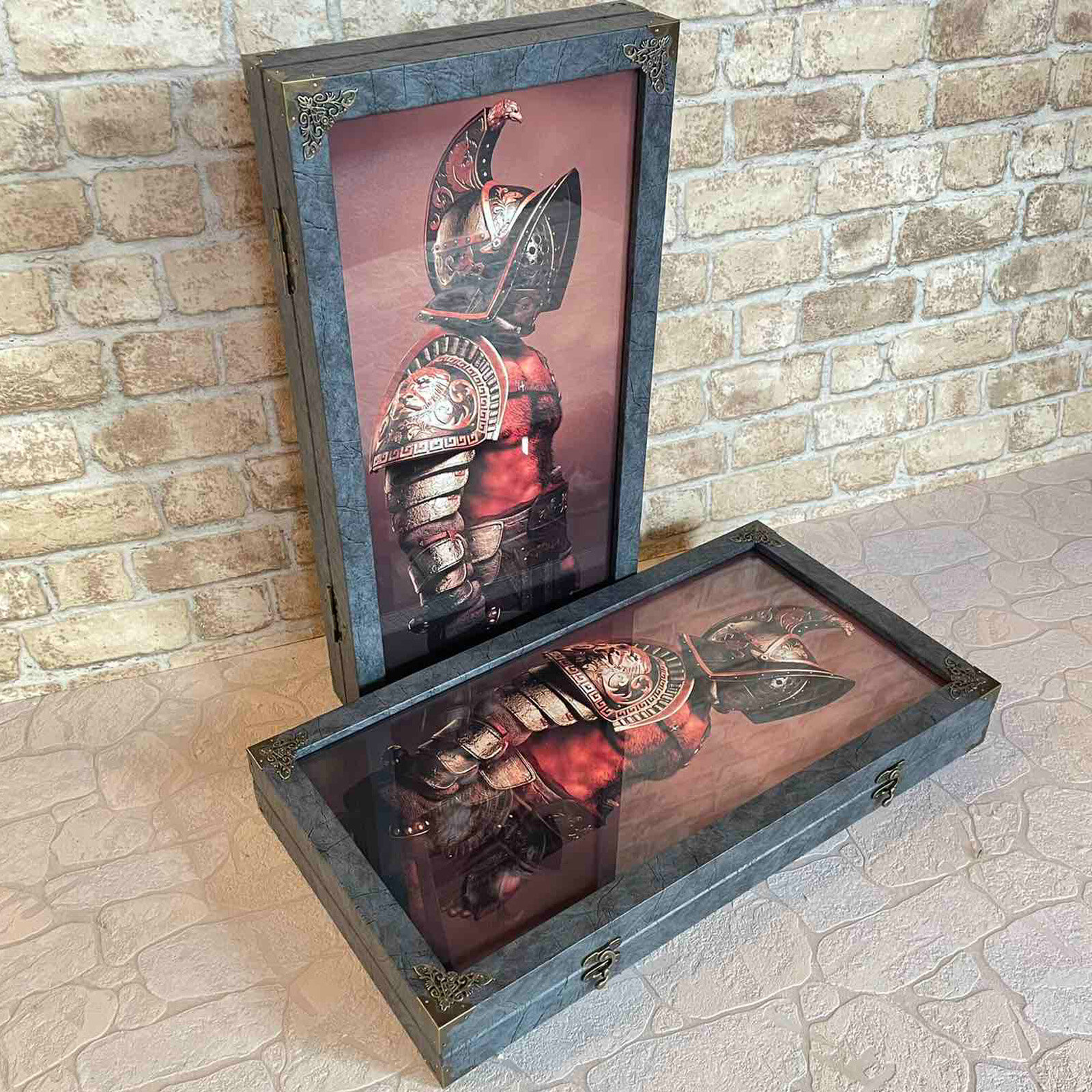 Нарды стеклянные "Гладиатор", большие 60 на 60 см, из натурального дерева, игровое поле под стеклом