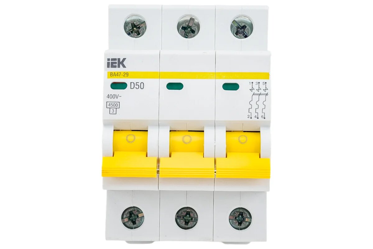 IEK VA47-29 3P 50А 4,5кА автоматический выключатель характеристика D MVA20-3-050-D