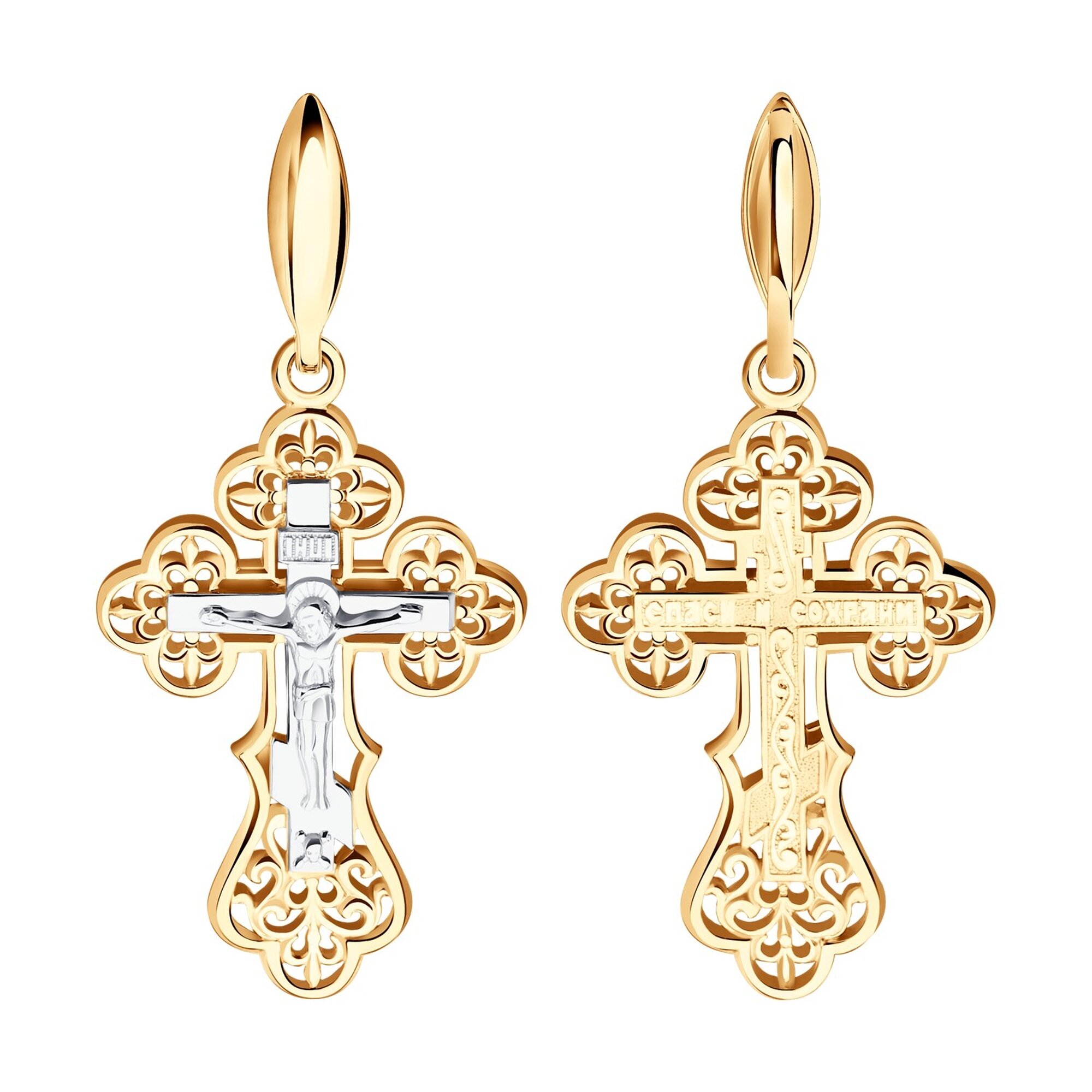 Крестик, красное золото, 585 проба