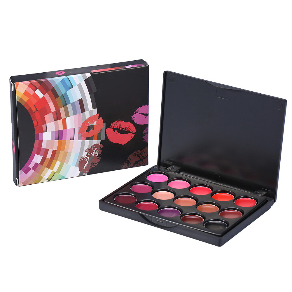 Lipgloss, Makeup Palette Long Lasting Lipstick 15Colors Lipgloss Lip Makeup, Cosmetic Lady for Woman