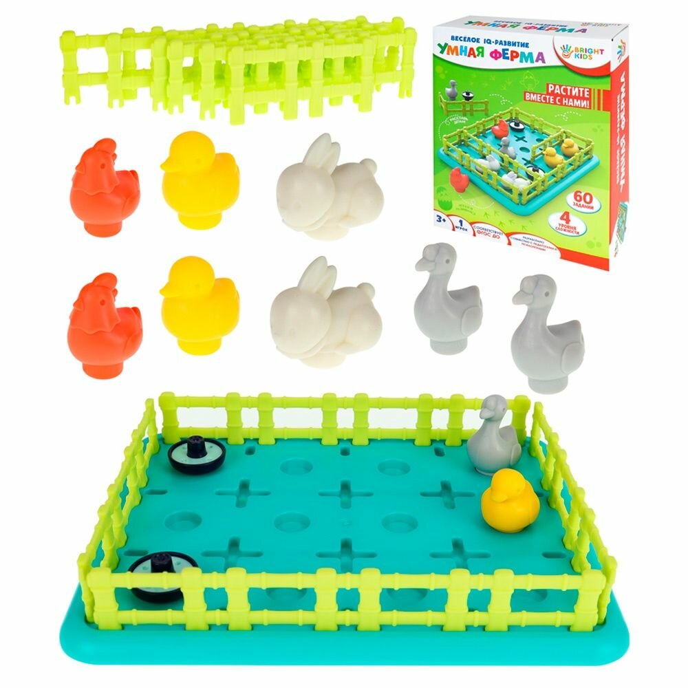 Развивающая игра Рыжий кот "Веселое IQ", Умная ферма, 60 заданий