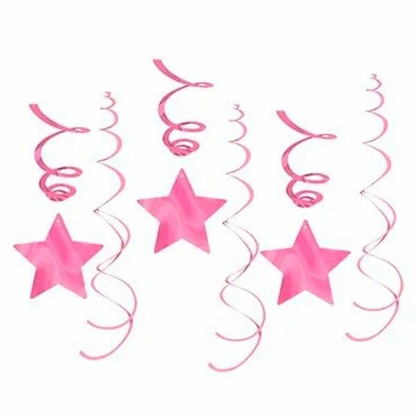 Праздничные подвески Веселая затея "Звезда", Спираль, Bright Pink, 46-60 см, 30 шт (1501-3692)