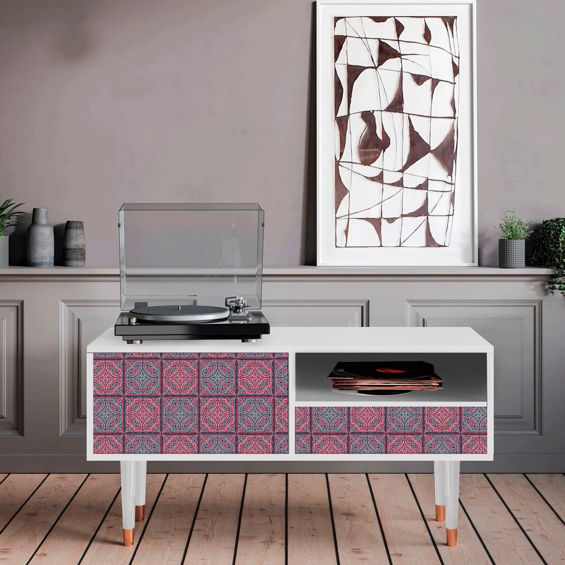 ТВ-Тумба - STORYZ - T3 Riviera Mosaic, Размер - 115 x 59 x 48 см, Цвет корпуса - , Белый