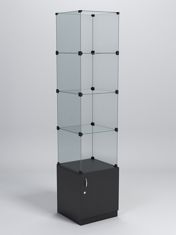 Витрина стеклянная "КУБ" №106 стаканчик (без дверок, передняя стенка - стекло), Черный