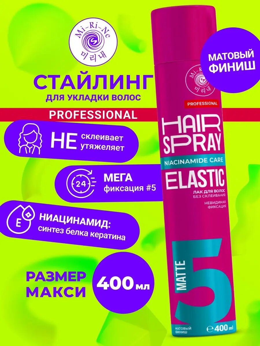 Лак для волос Mi-Ri-Ne "Мегасильная фиксация Матовый финиш", 400 мл
