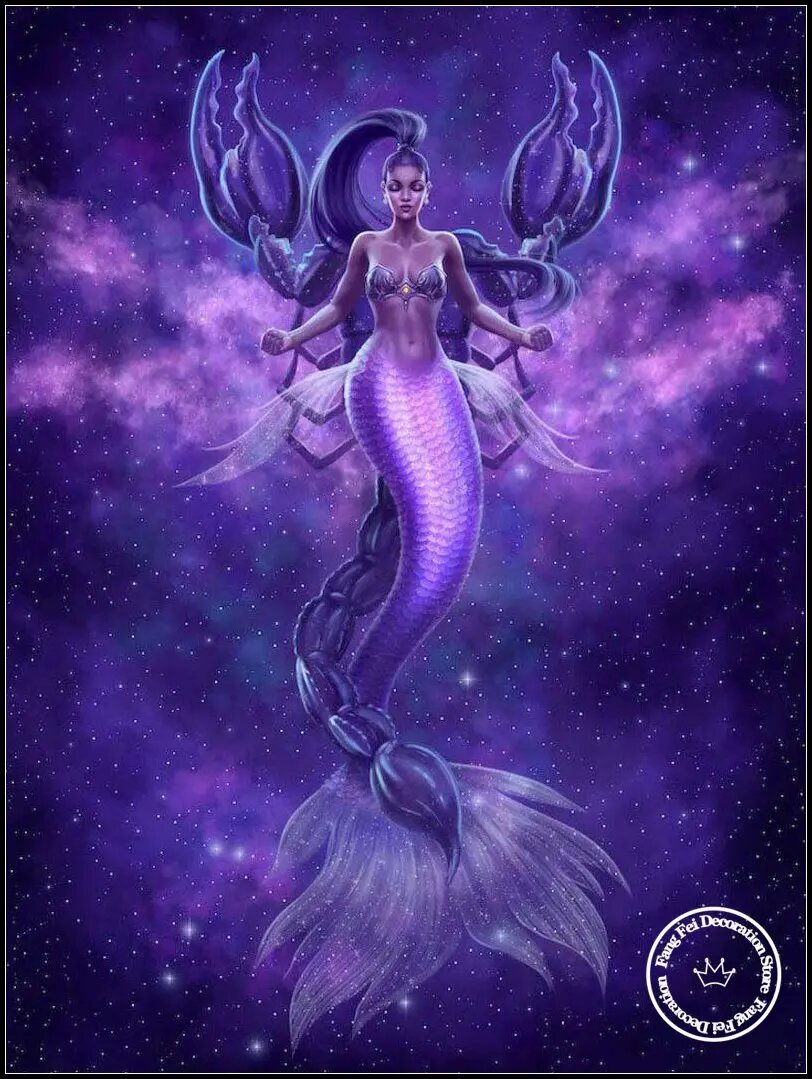 Алмазная мозаика на подрамнике "Русалка" круглые бриллианты 40х50см