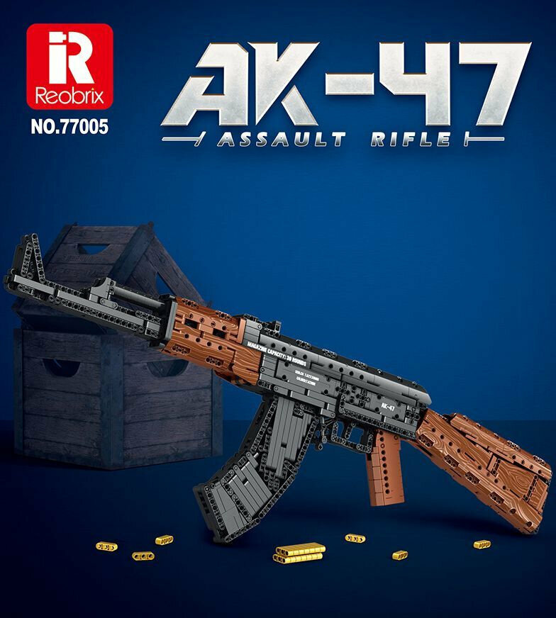 Конструктор Автомат Калашникова АК-47 1366 деталей / Стреляет пульками