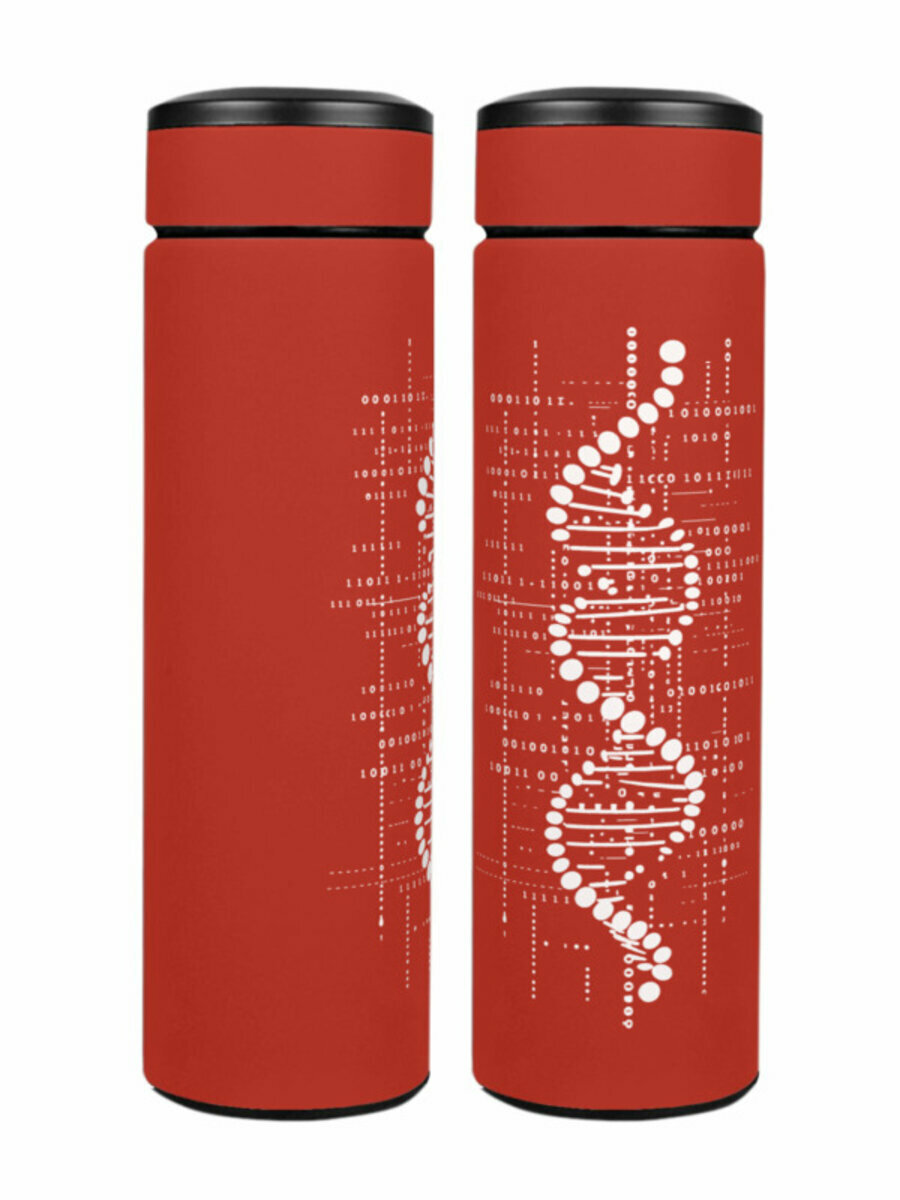 Термос «ДНК. Для учителя, химика, врача, доктора, студента» (красный)