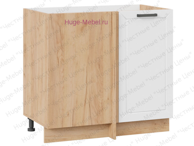 Шкаф кухонный угловой нижний 1000 Альфа (белый) корпус крафт Huge Mebel . Ширина 1000 Высота 840. Кухонные шкафы