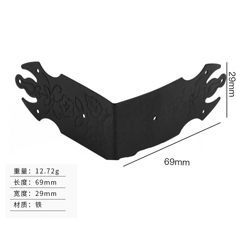 Антикварные угловые деревянные защитные винты 4 шт. 045-L-black-4pcs